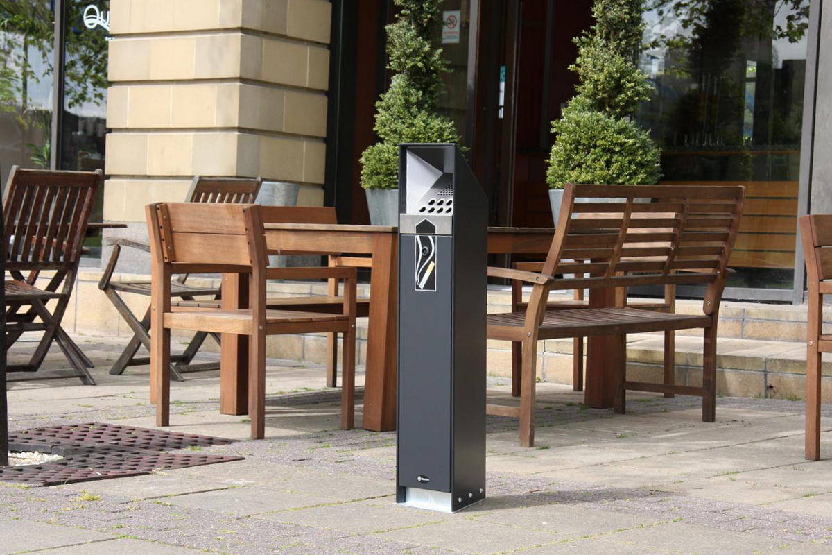 Ashguard Cigarette Receptacle, Silver/Black – Ni Corporation